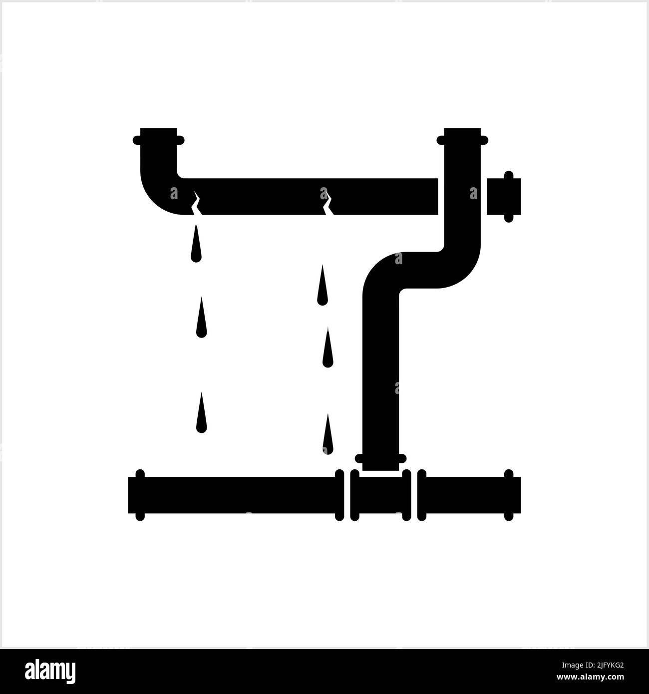Broken Pipe Icon, Leakage In Pipe Vector Art Illustration Stock Vector ...