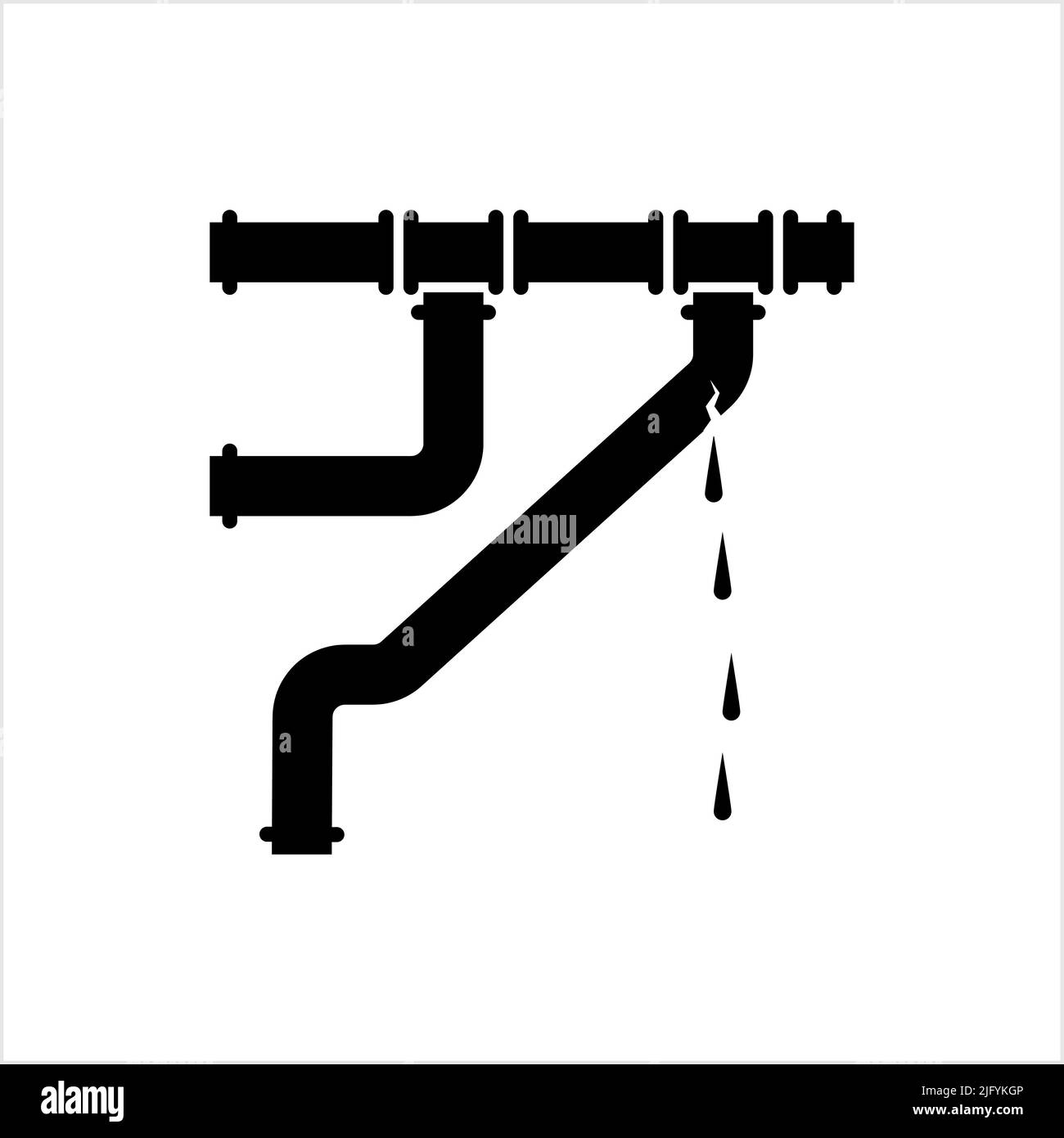 Broken Pipe Icon, Leakage In Pipe Vector Art Illustration Stock Vector ...