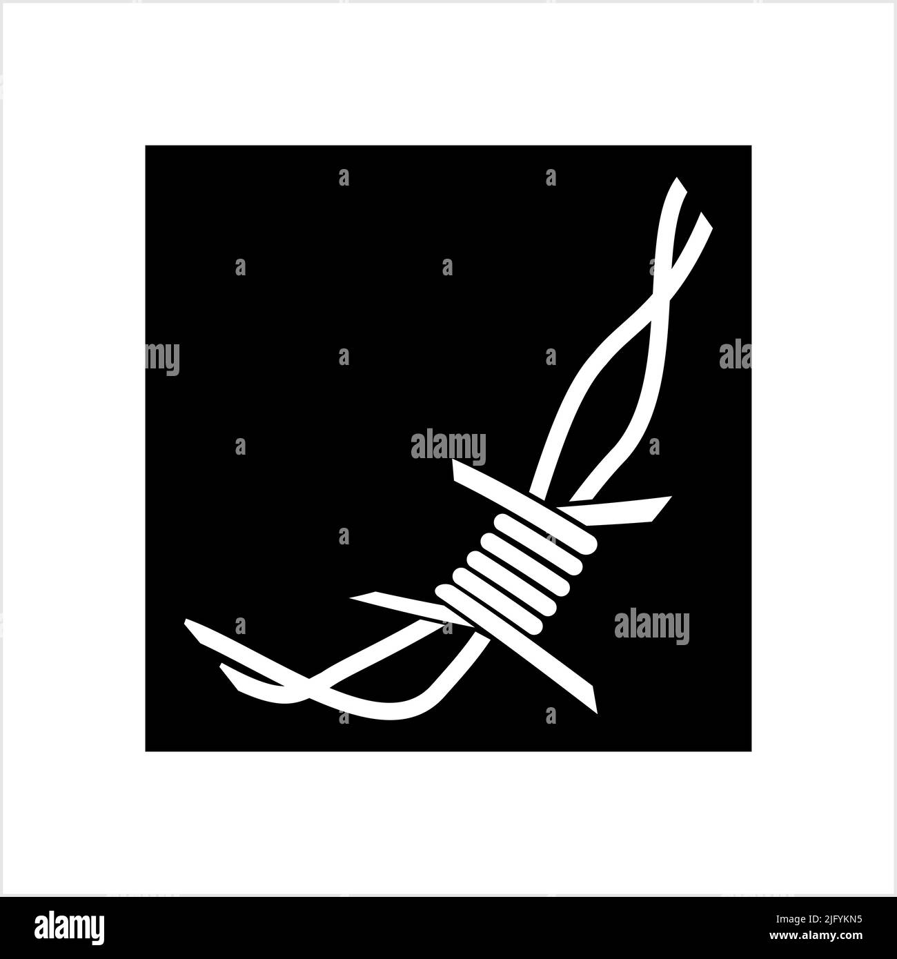 Barbed Wire Icon, Sharp Barbed Wire Vector Art Illustration Stock ...