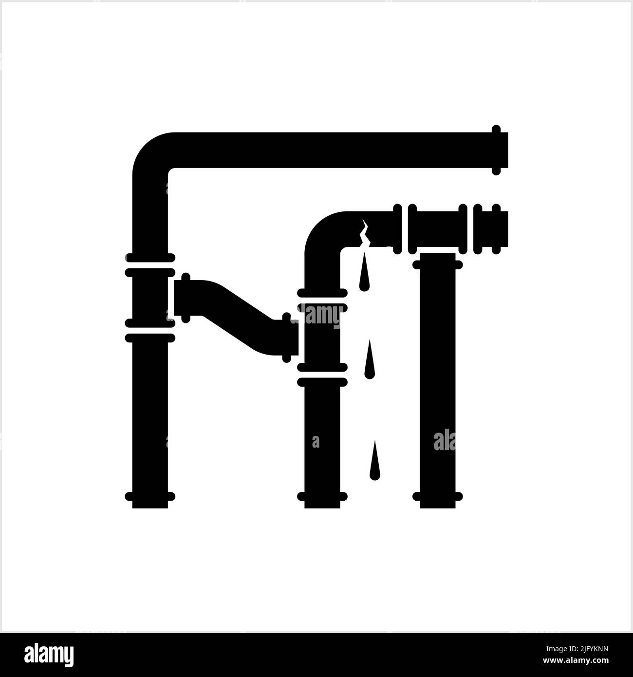 Broken Pipe Icon, Leakage In Pipe Vector Art Illustration Stock Vector ...