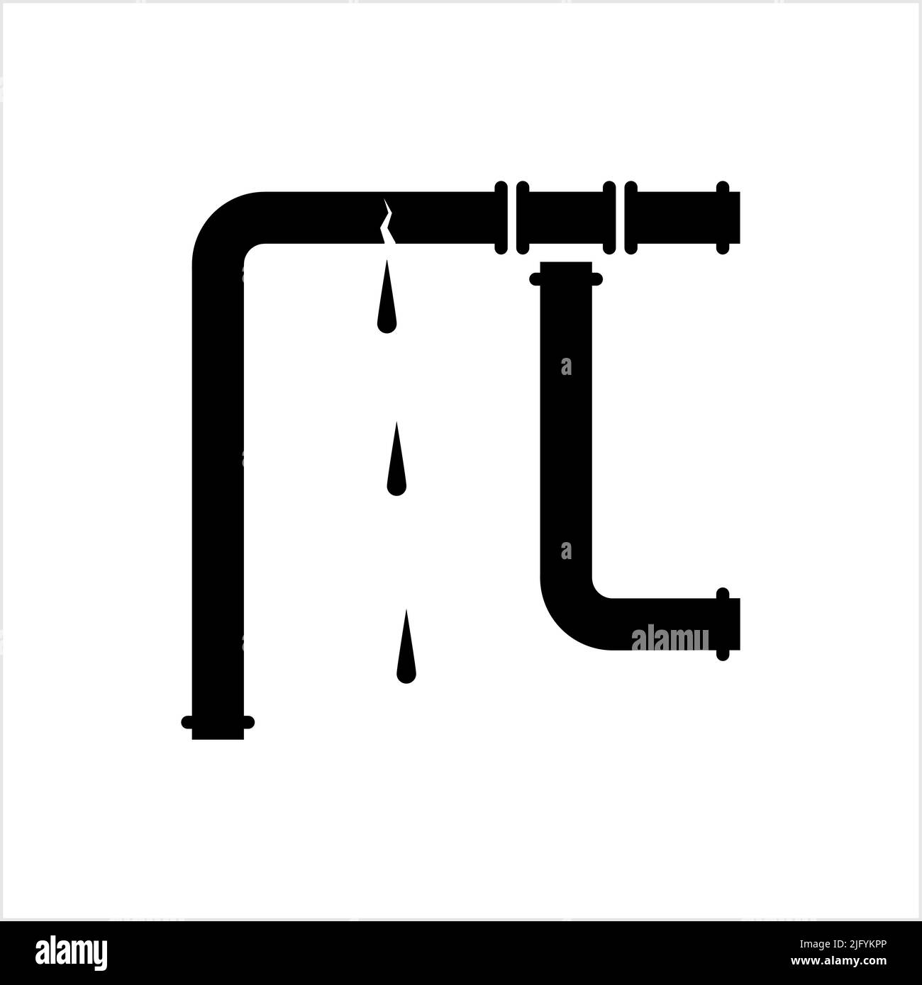 Broken Pipe Icon, Leakage In Pipe Vector Art Illustration Stock Vector ...