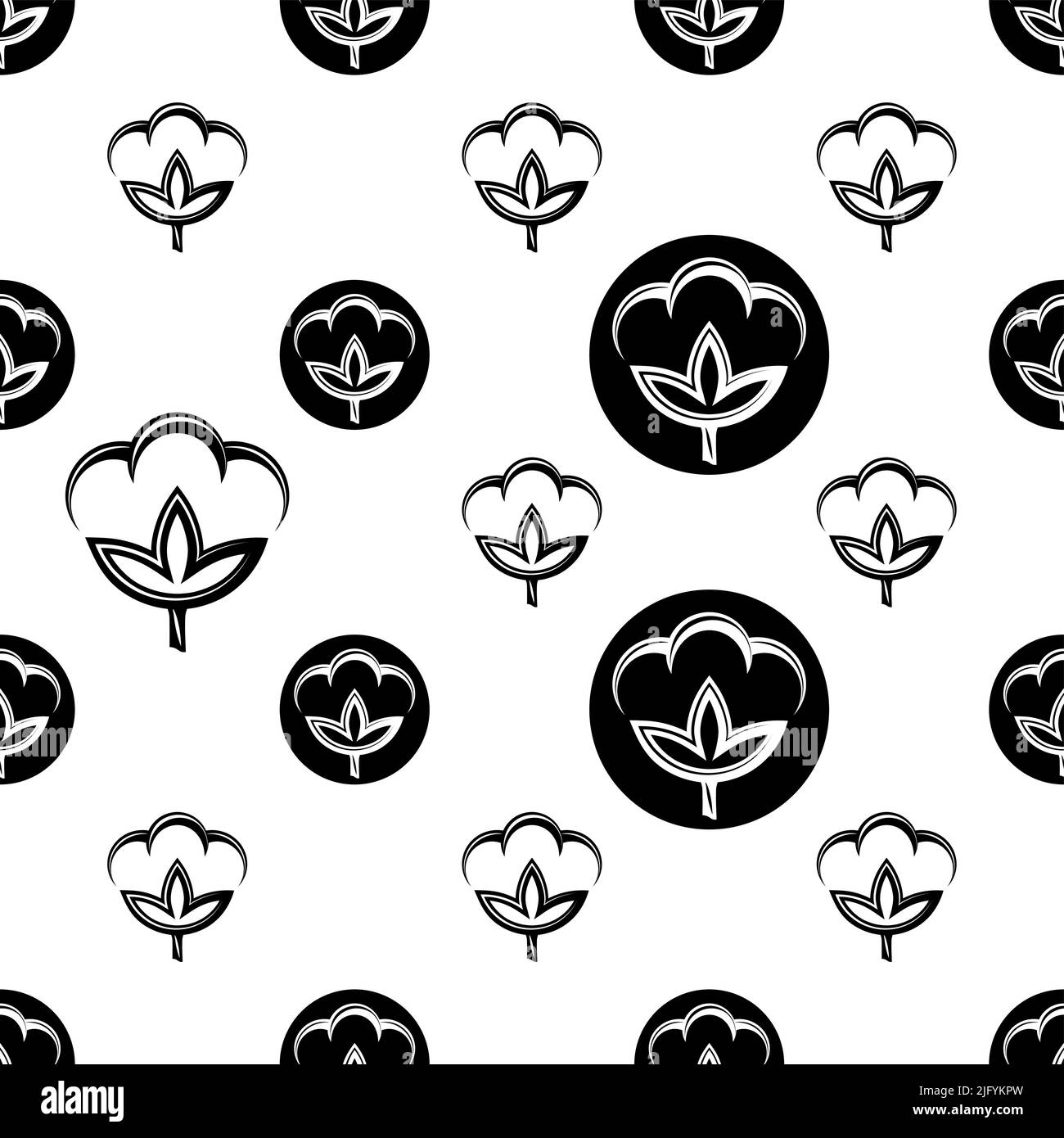 Cotton Flower Icon Seamless Pattern, Cotton Ball, Cotton Fiber Seamless ...