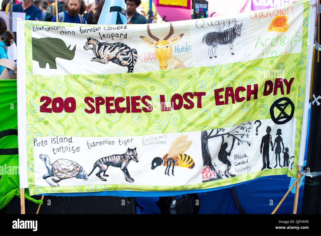 Climate change protest signs at the Extinction Rebellion demonstration ...