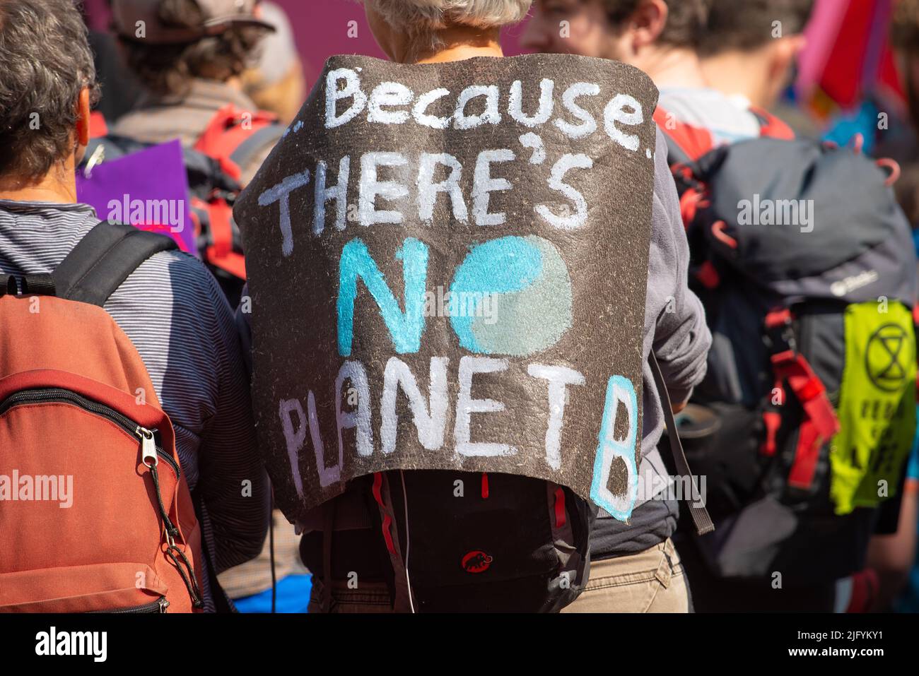 Climate change protest signs at the Extinction Rebellion demonstration ...