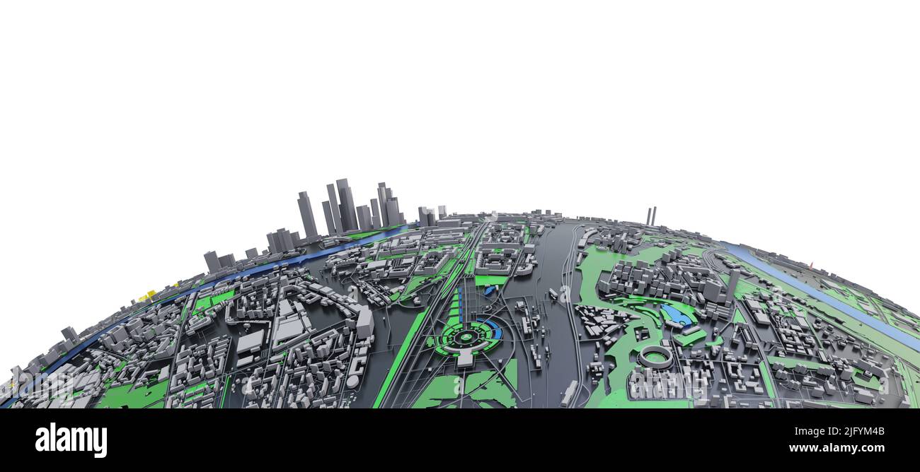 City on small planet. Architecture concept Stock Photo - Alamy