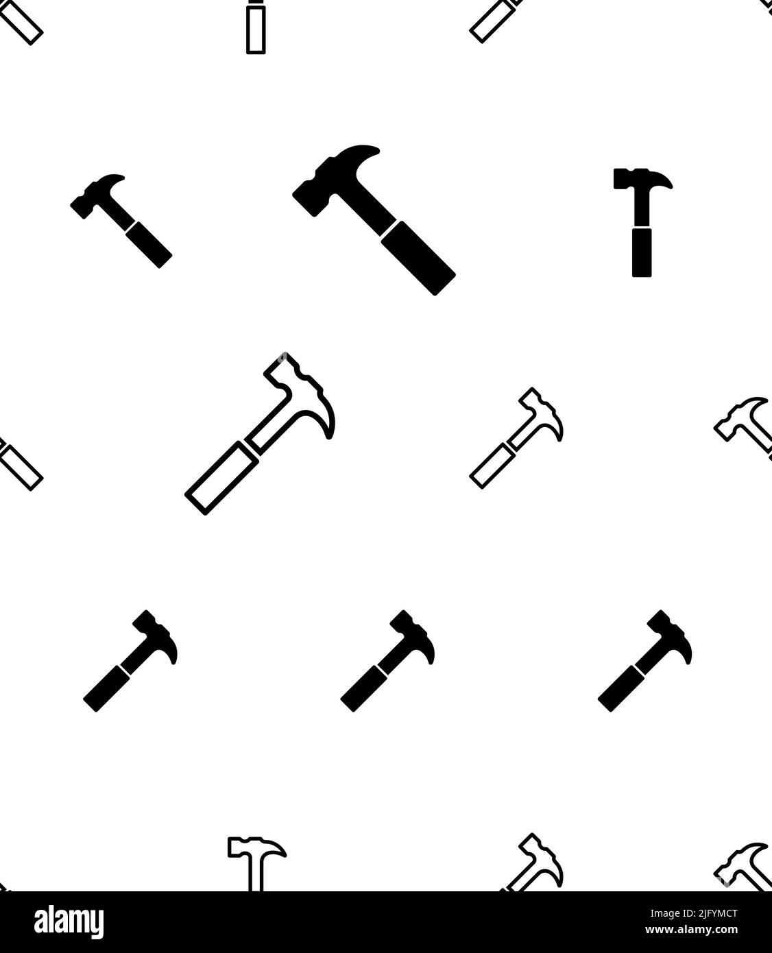 Hammer Icon Seamless Pattern Tool Design Seamless Pattern Vector Art
