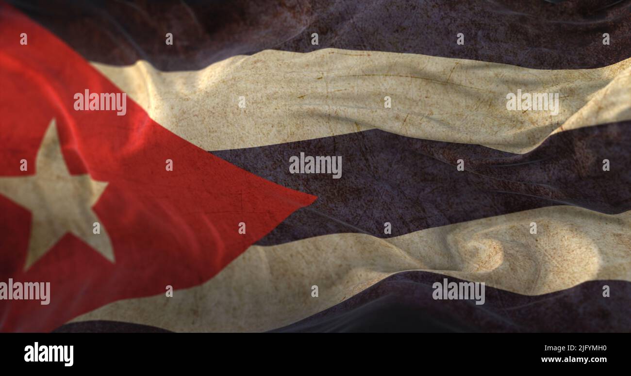 Old Cuba Flag waving at wind Stock Photo - Alamy