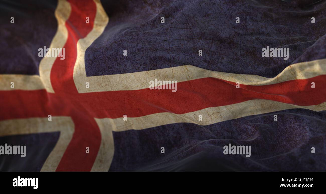 Old flag of Iceland waving Stock Photo - Alamy