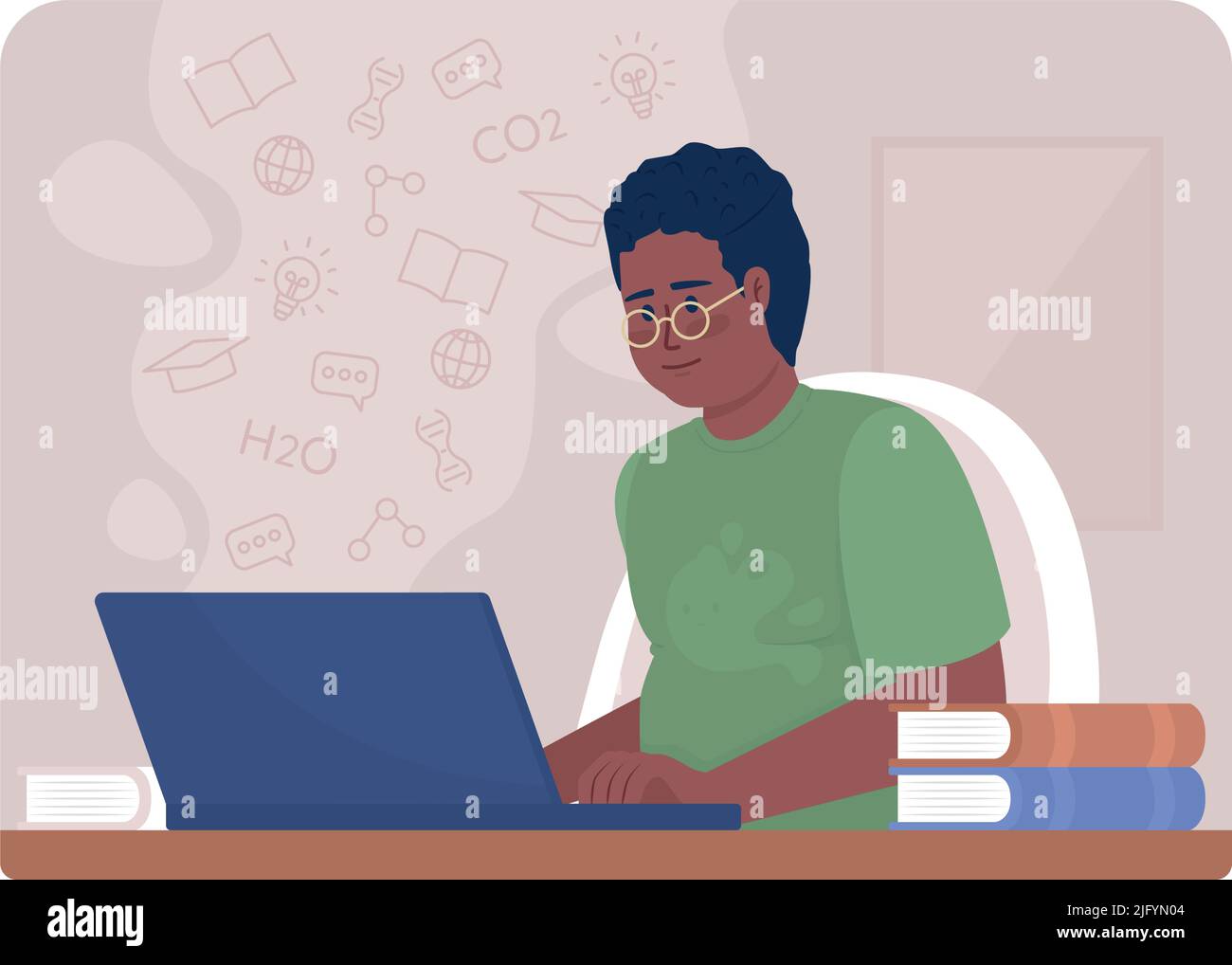 Out-of-school learning 2D vector isolated illustration Stock Vector ...