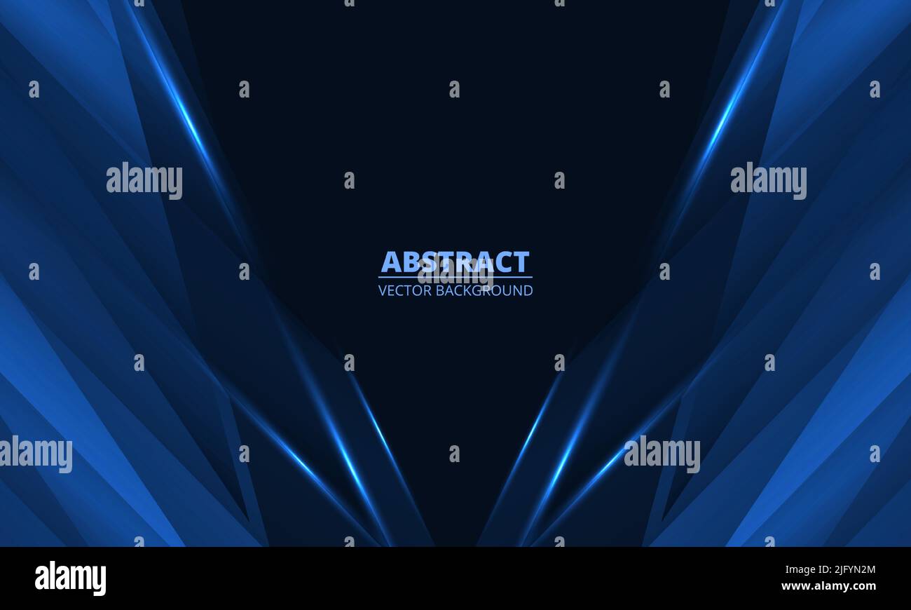 Abstract Vector Dark Blue Background With Geometric Dynamic Glowing