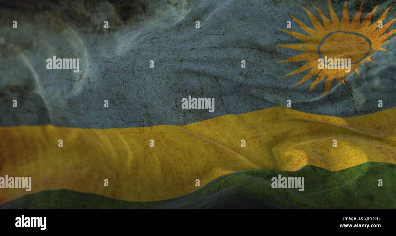 Old Rwanda Flag waving at wind Stock Photo - Alamy