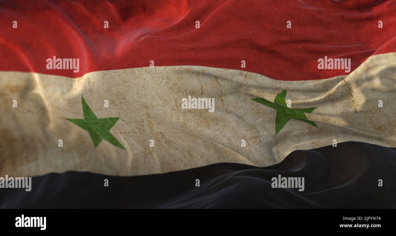 Old Syria Flag waving at wind Stock Photo - Alamy
