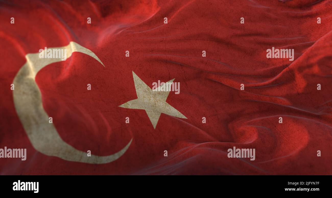 Old Turkey Flag waving at wind Stock Photo - Alamy