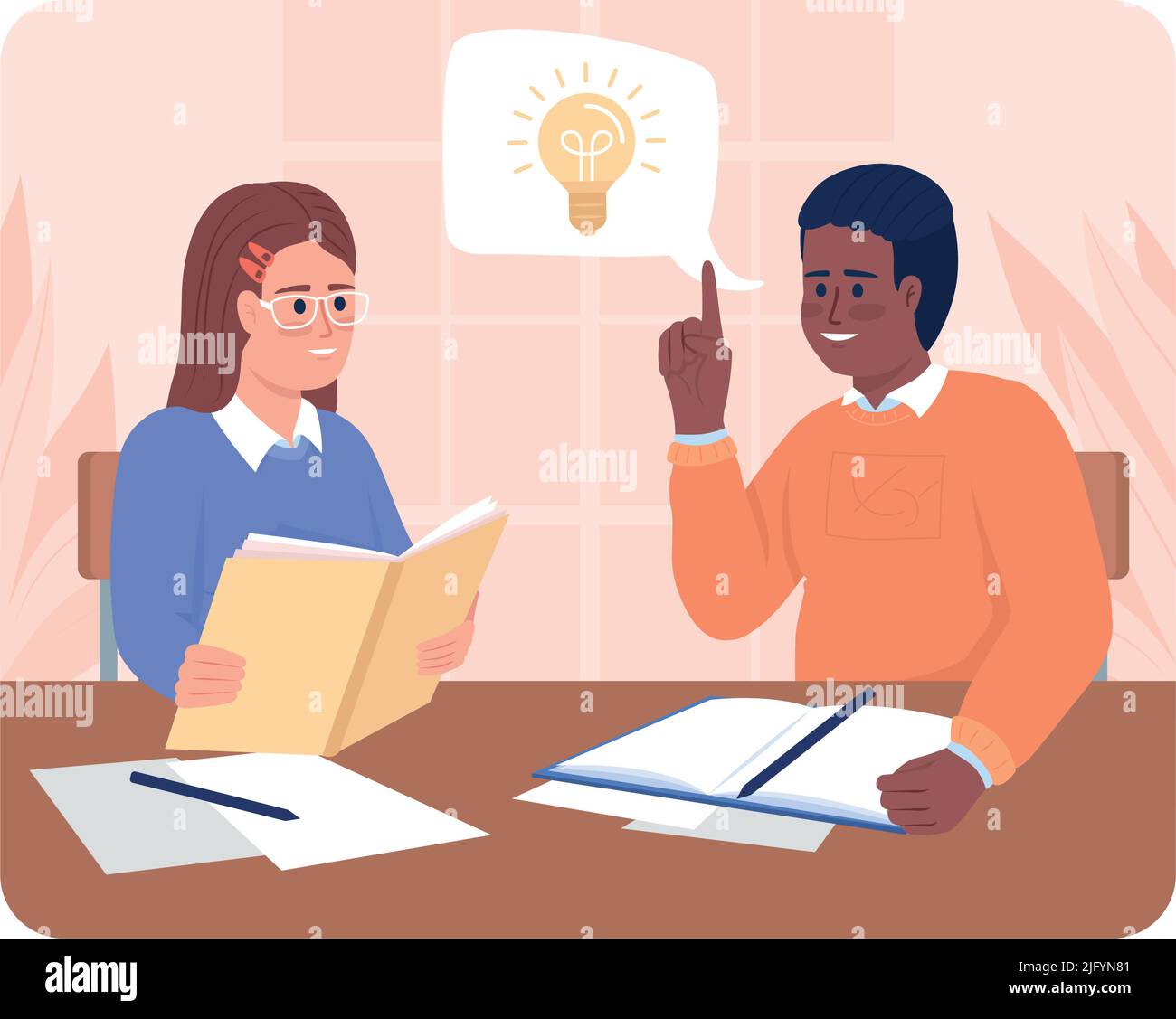 Came up with idea about group project 2D vector isolated illustration ...