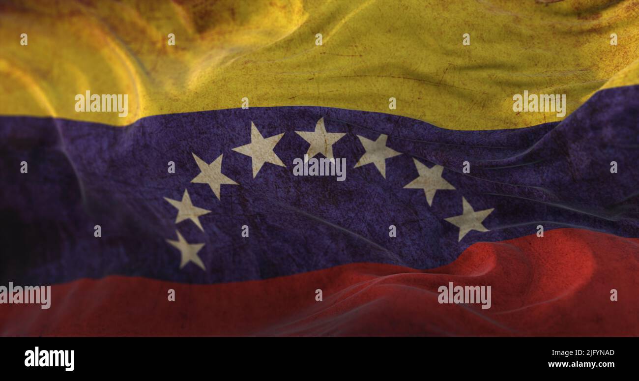 Old Venezuela Flag waving at wind Stock Photo - Alamy