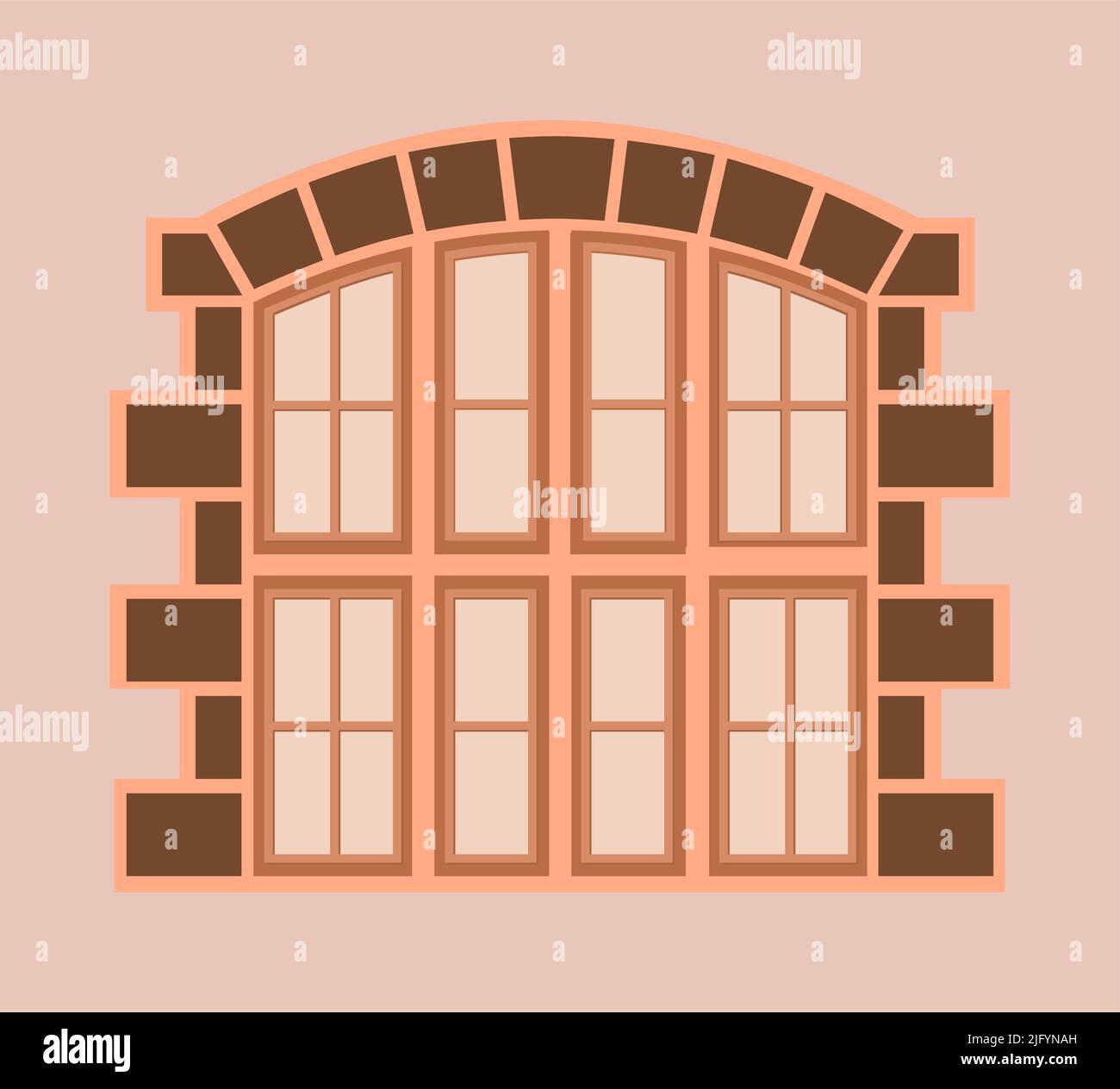 vector illustration vintage windows. Retro round window frames. view on ...