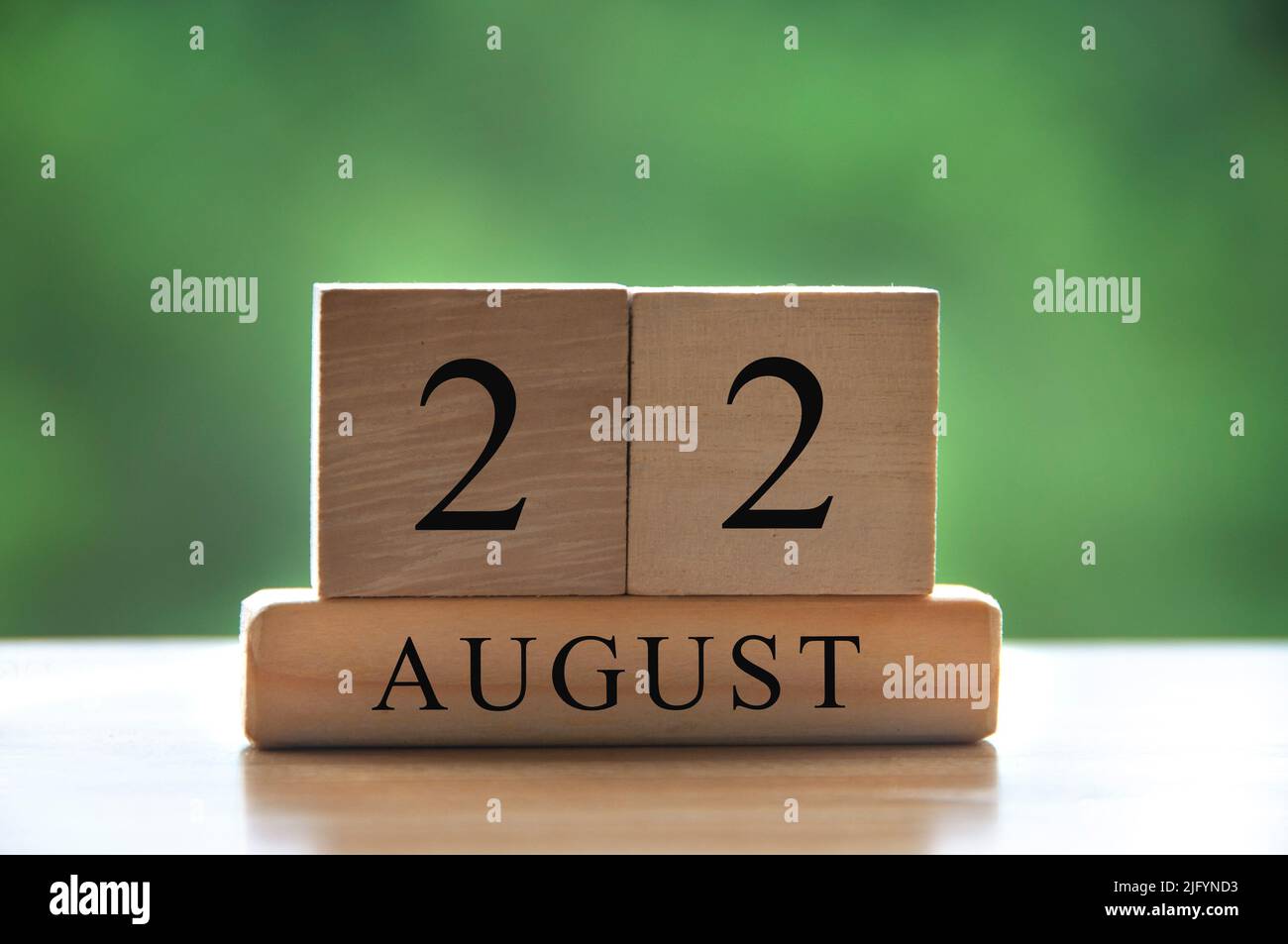 August 22 calendar date text on wooden blocks with blurred background ...
