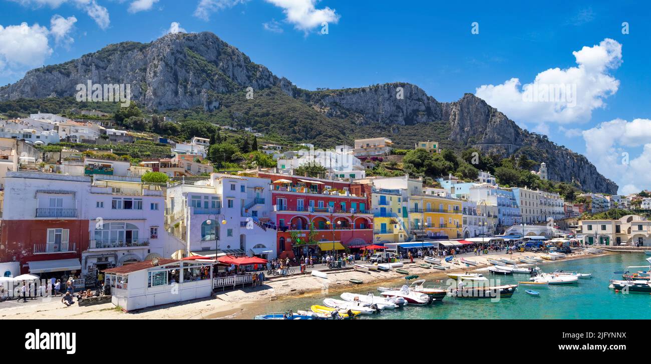 Capri, Campania, Italy, June 16, 2022: Italy, panoramic view of scenic ...