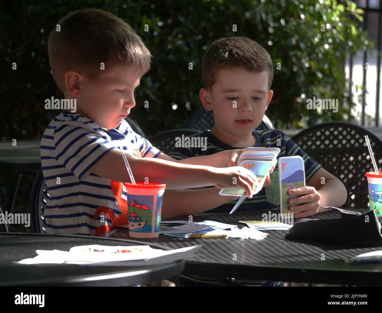Young boys working on an art project, Raleigh, North Carolina Stock ...