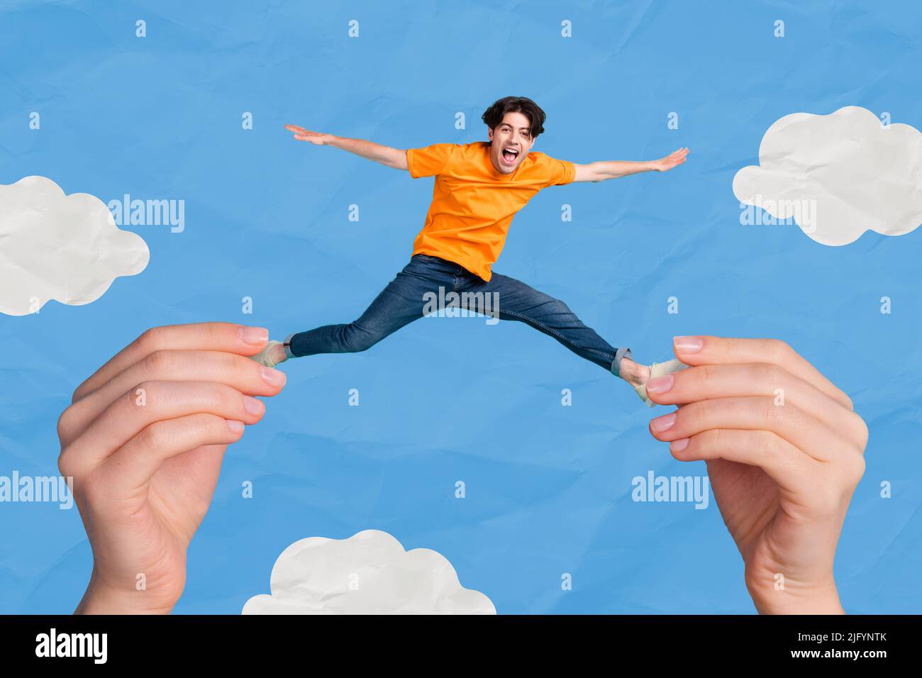 Creative 3d photo artwork graphics painting of arms catching man legs ...