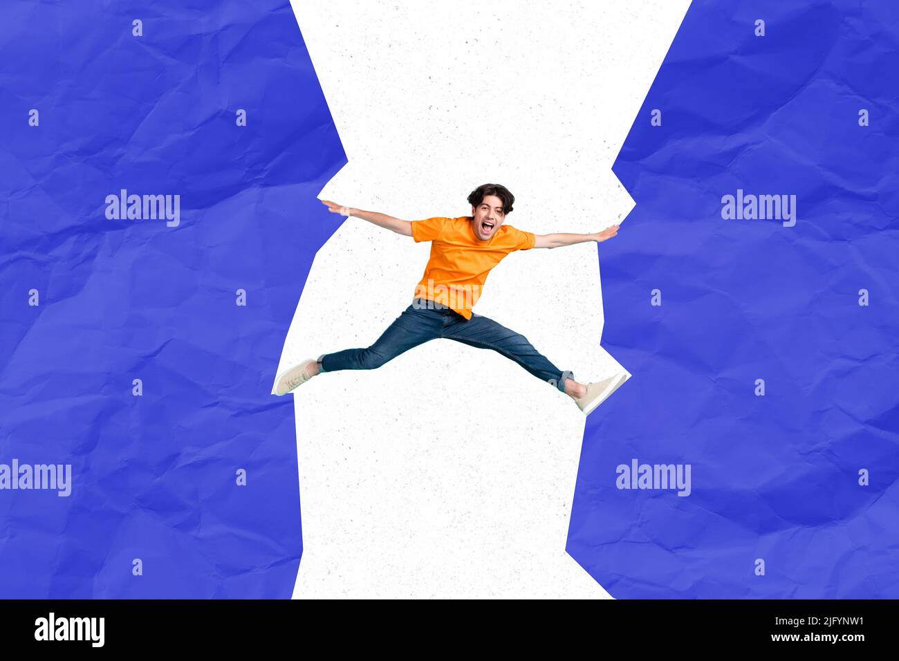 Poster artwork collage of screaming businessman falling downward deep ...