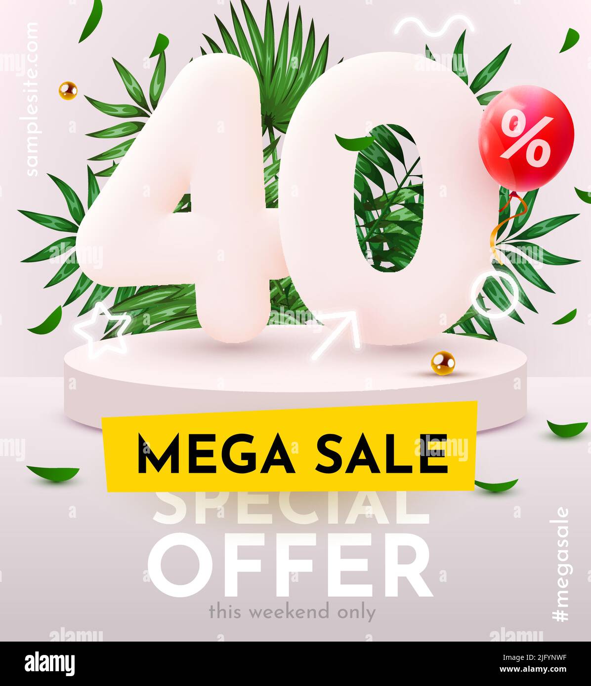 40 percent Off. Discount creative composition. Summer sale banner with ...
