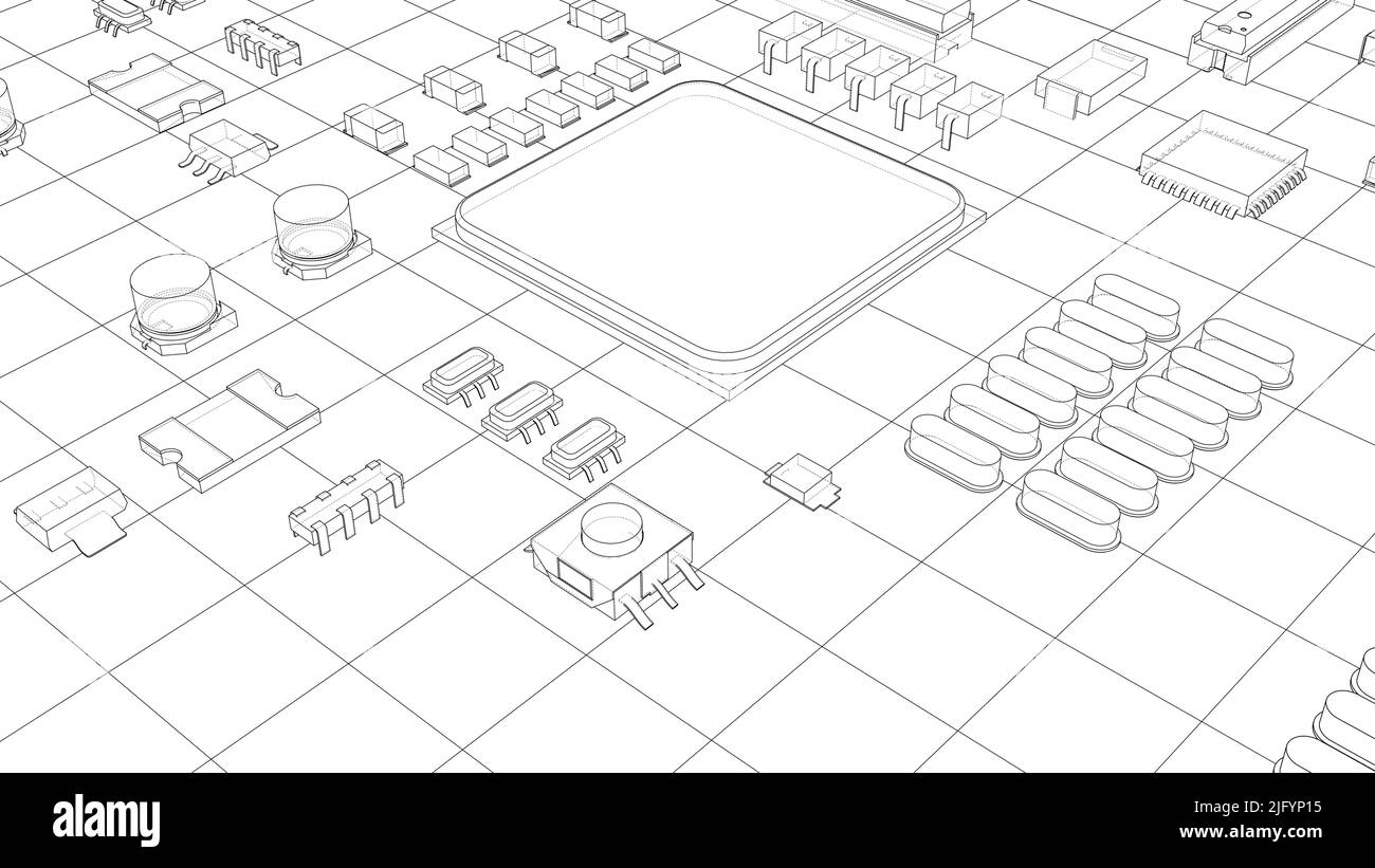 Electric circuit board, various chips. Vector Stock Vector Image & Art ...