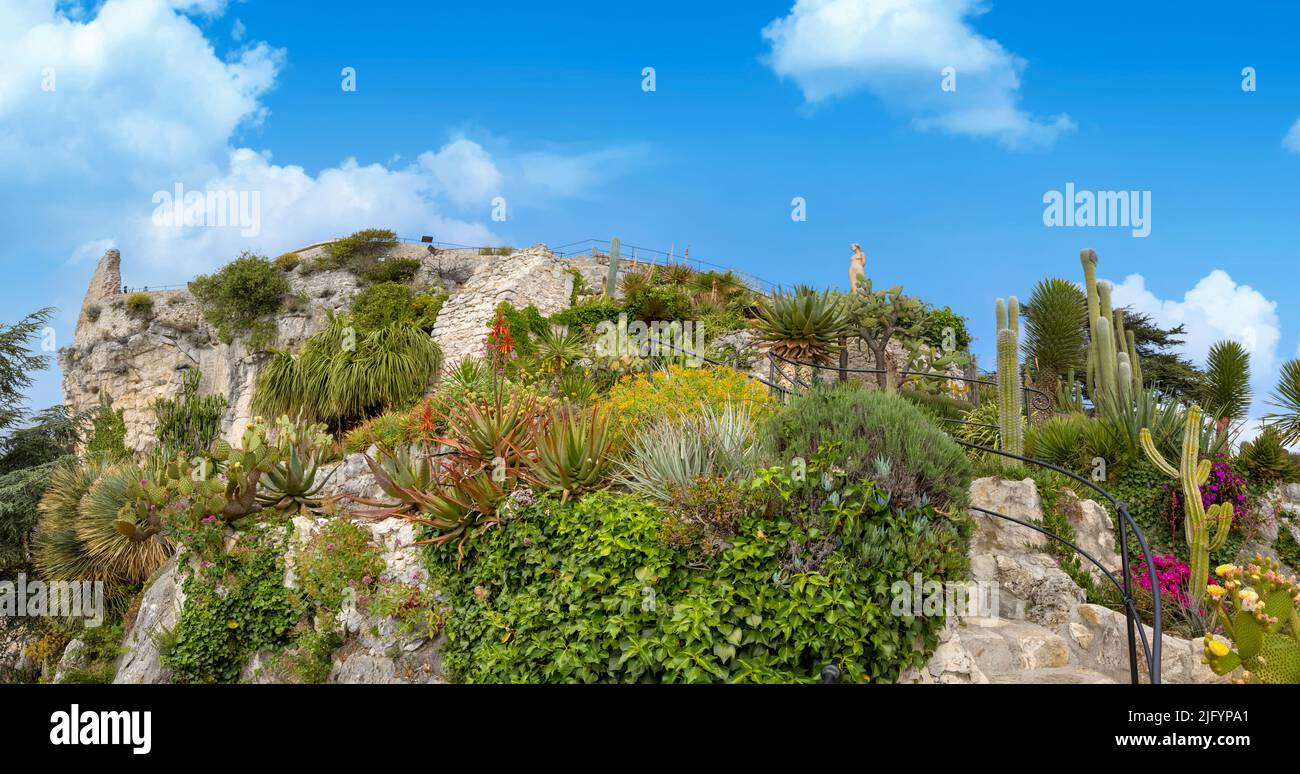 France, French Riviera, Eze Village scenic views and old town streets ...