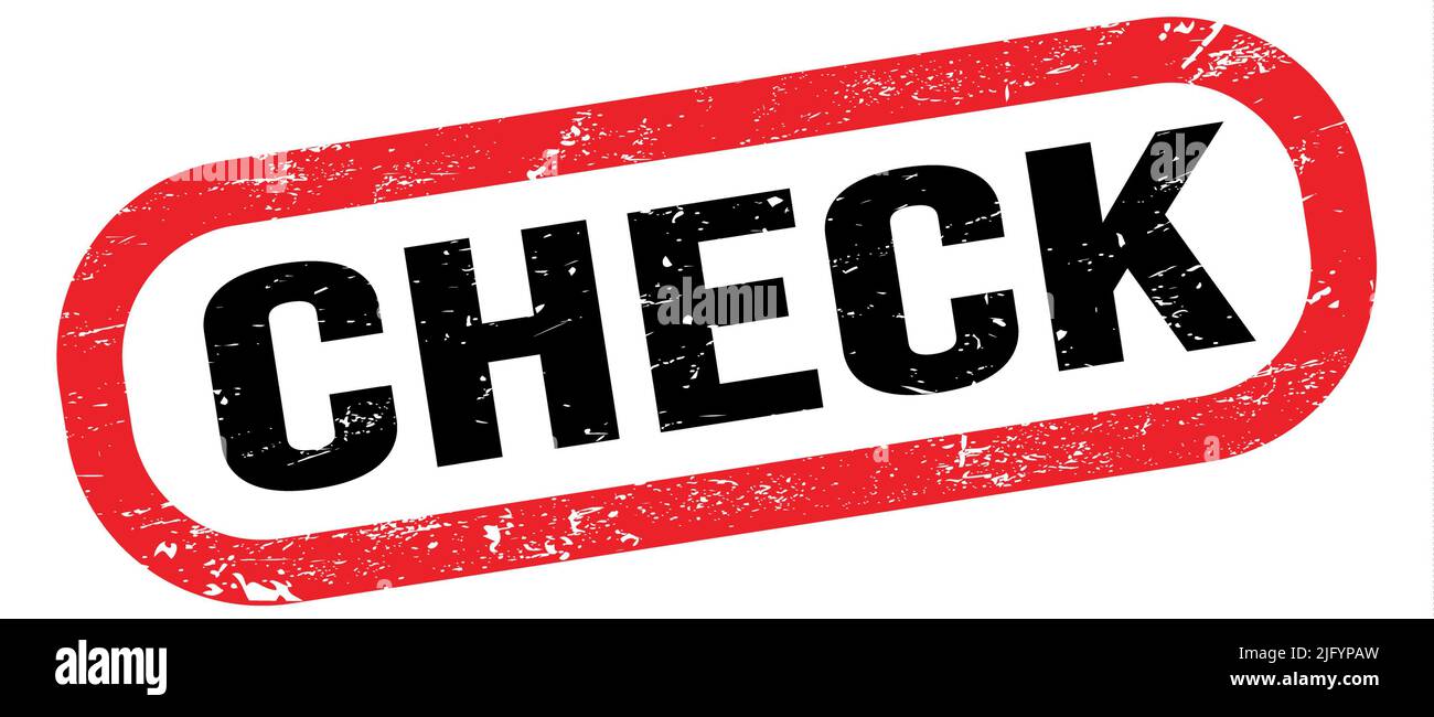 CHECK, text on red-black rectangle stamp sign Stock Photo - Alamy