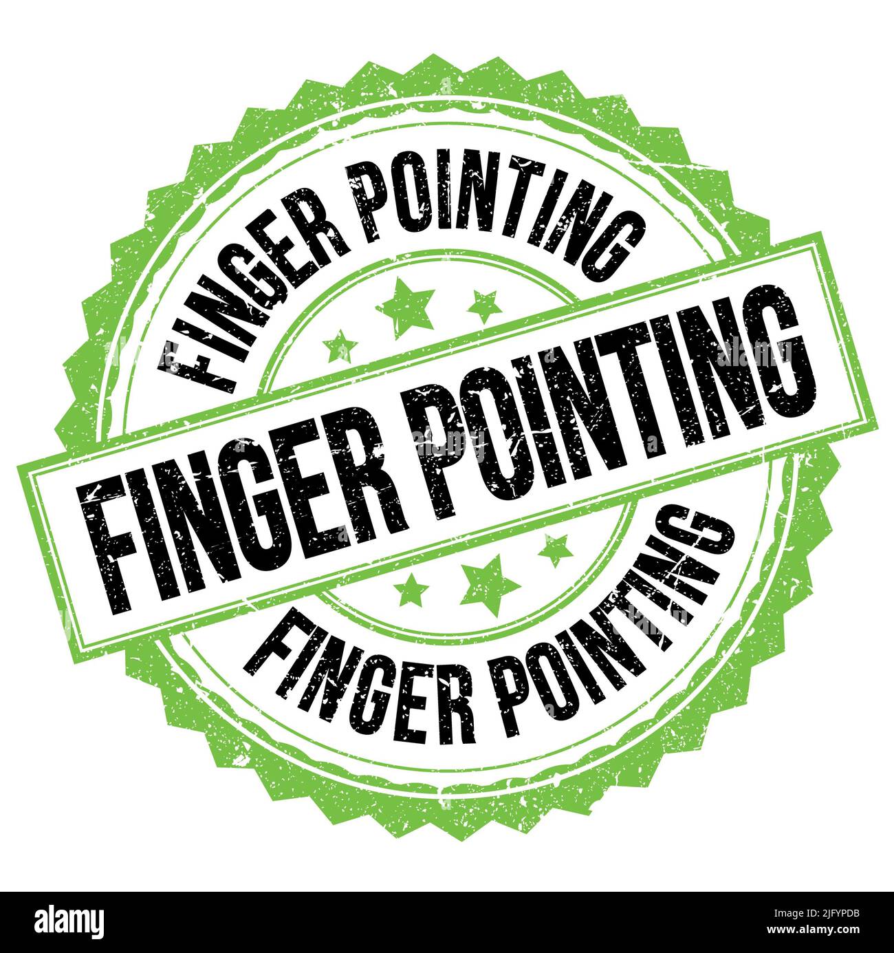 FINGER POINTING text written on green-black round stamp sign Stock ...