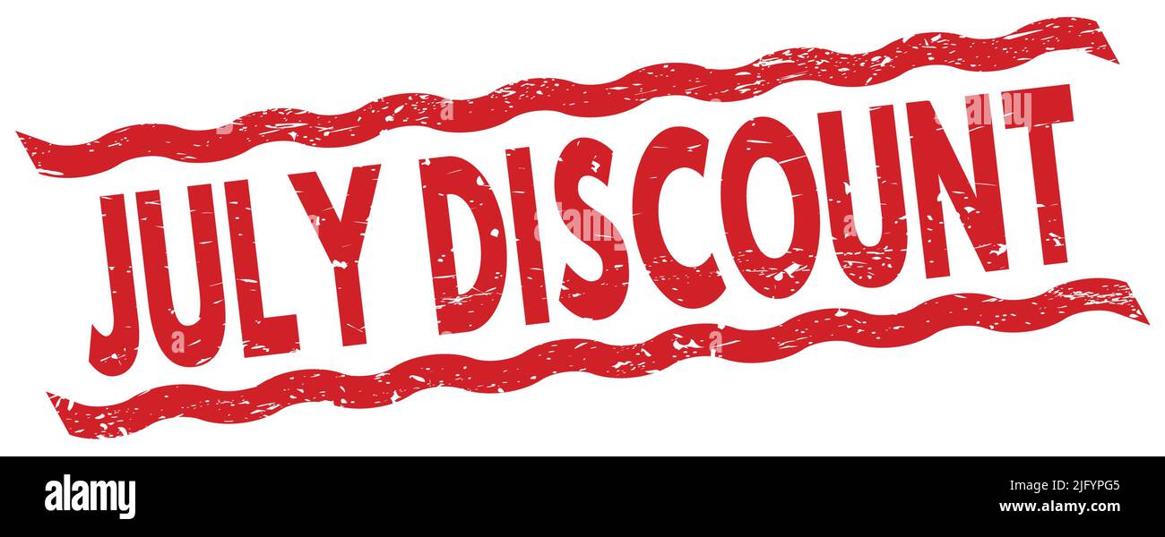 JULY DISCOUNT text written on red lines stamp sign Stock Photo - Alamy