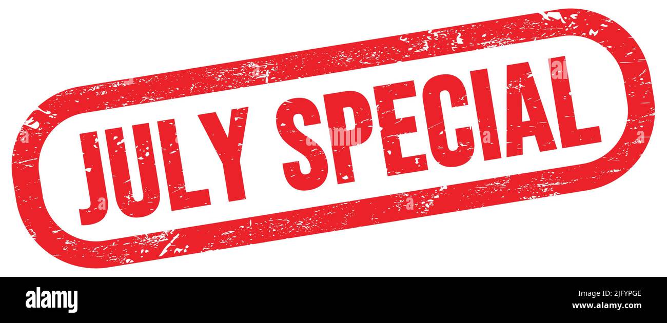 JULY SPECIAL, text on red rectangle stamp sign Stock Photo - Alamy
