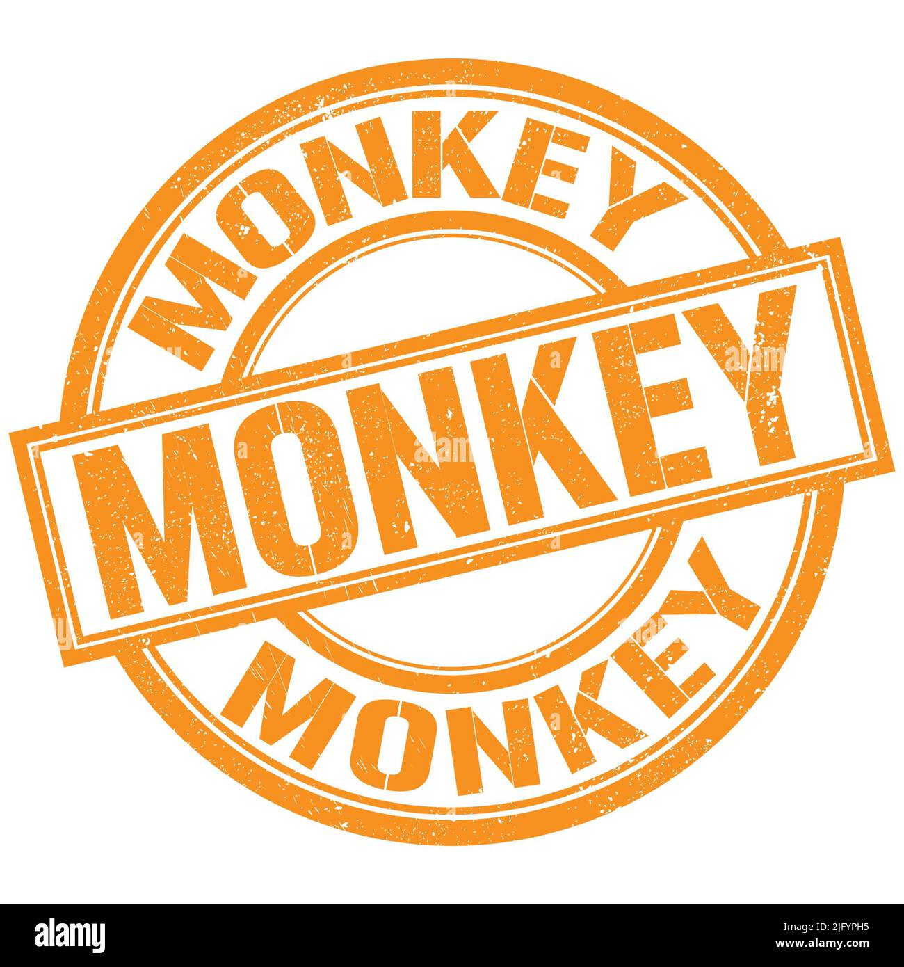 MONKEY text written on orange round stamp sign Stock Photo - Alamy