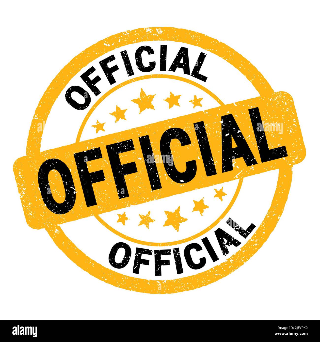 OFFICIAL text written on yellow-black grungy stamp sign Stock Photo - Alamy
