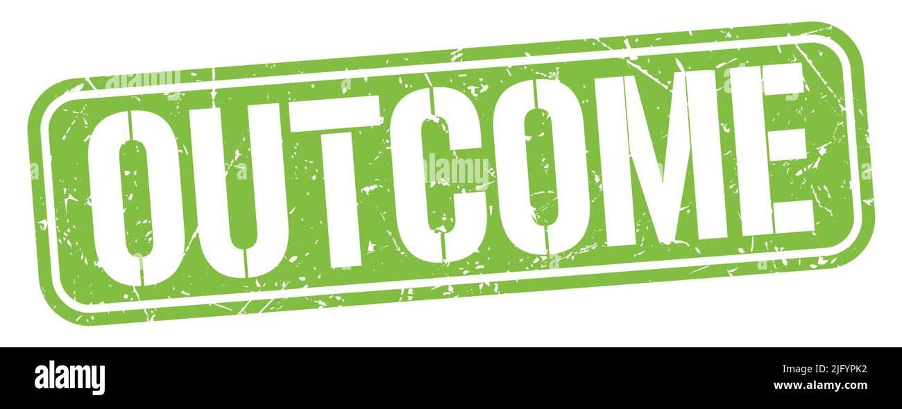 OUTCOME text written on green grungy stamp sign Stock Photo - Alamy