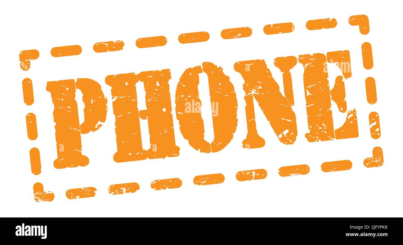 PHONE text written on orange dash stamp sign Stock Photo - Alamy