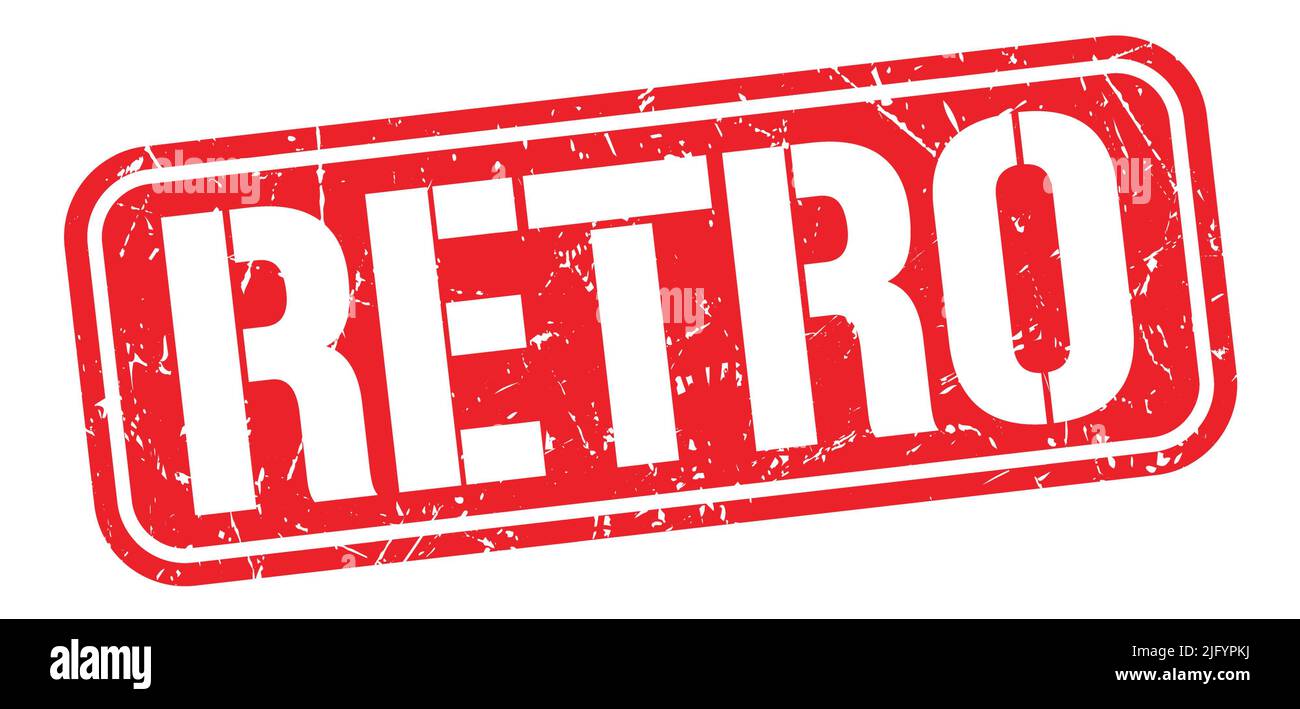 RETRO text written on red grungy stamp sign Stock Photo - Alamy