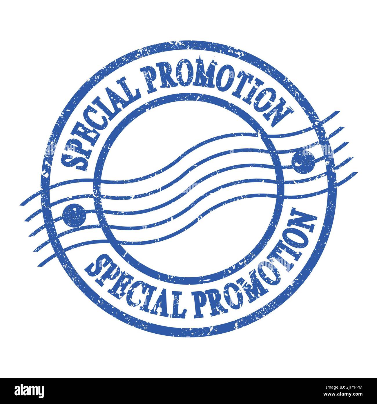 SPECIAL PROMOTION, text written on blue grungy postal stamp Stock Photo ...