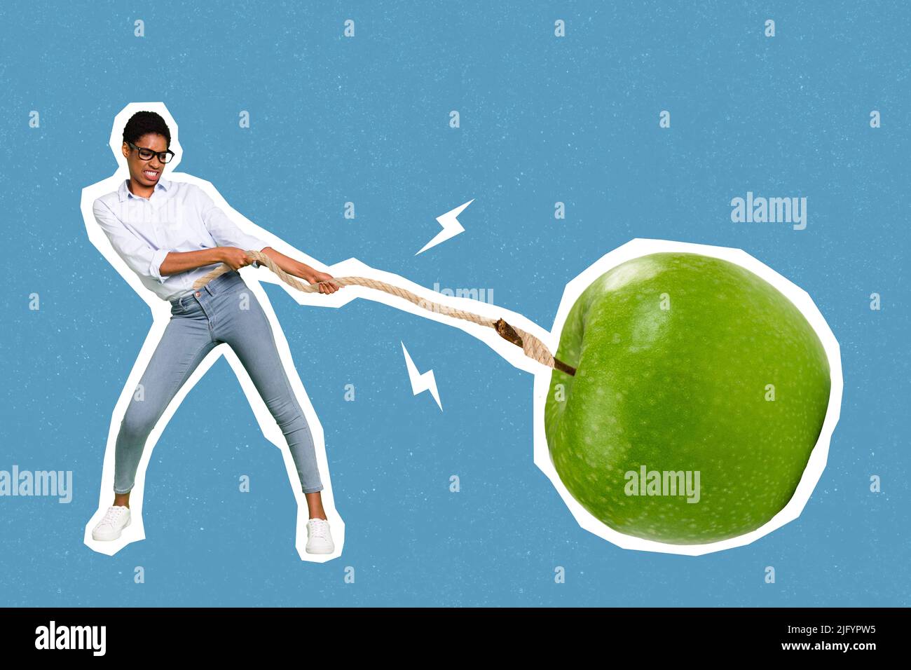 3d retro abstract creative artwork template collage of girl dragging ...