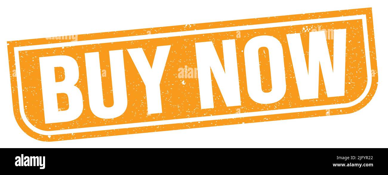 BUY NOW text written on orange grungy stamp sign Stock Photo - Alamy