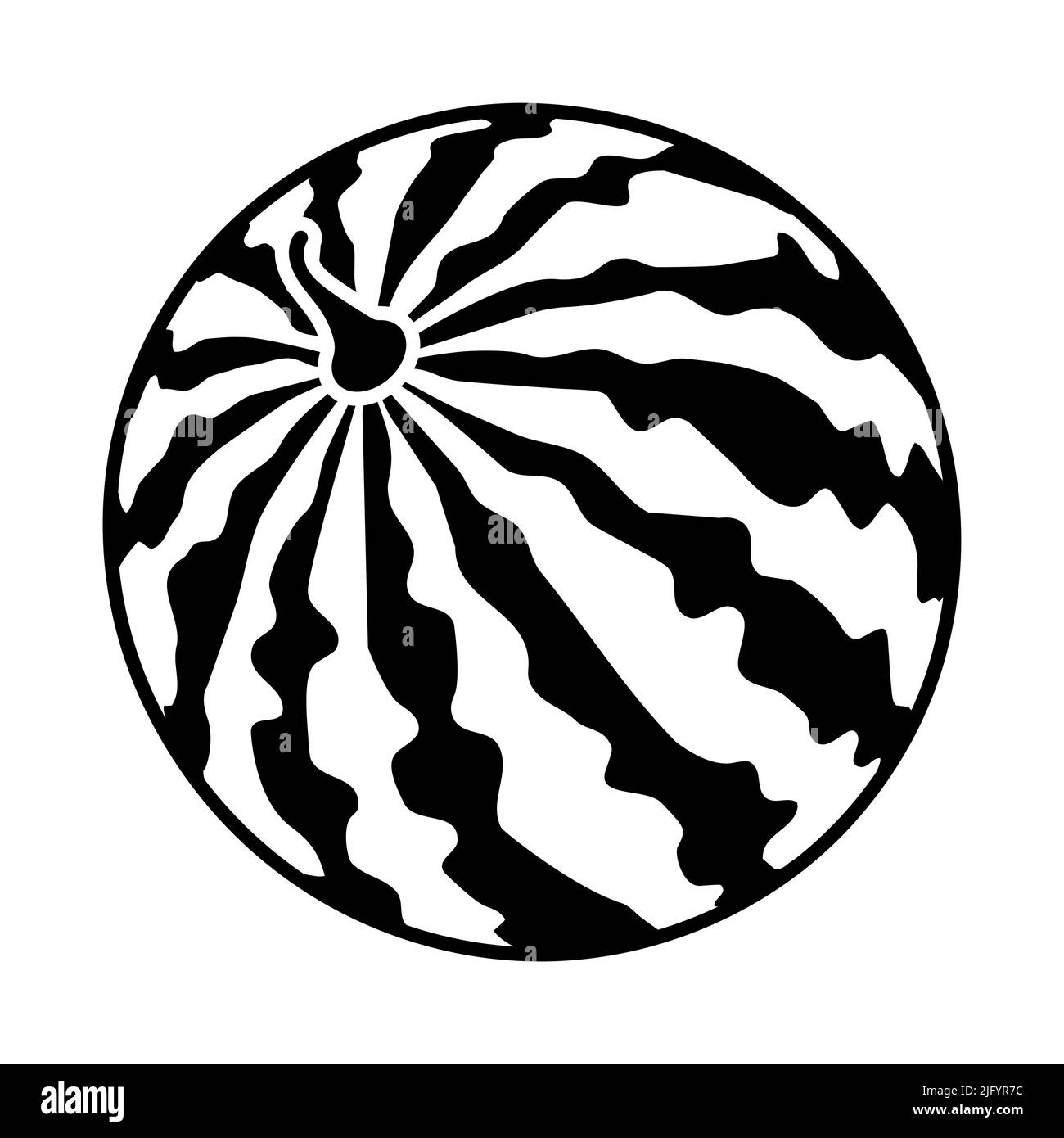 Linear icon, striped ripe watermelon. Autumn harvest of watermelons in ...