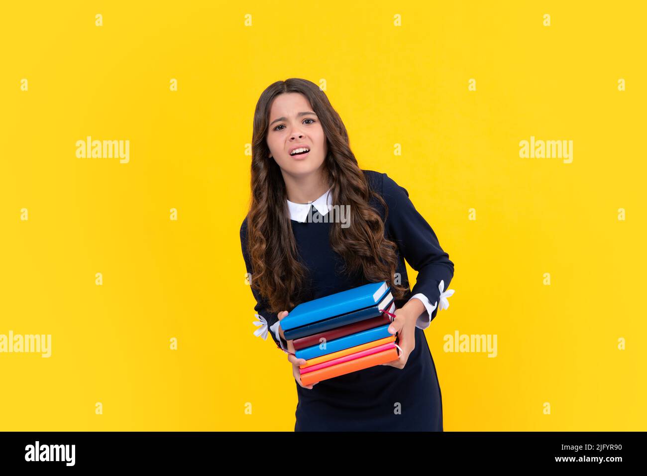 Angry teenager girl, upset and unhappy negative emotion. Back to school ...