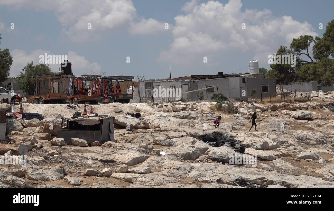 A Bedouin encampment at the outskirts of the Palestinian town of Al ...