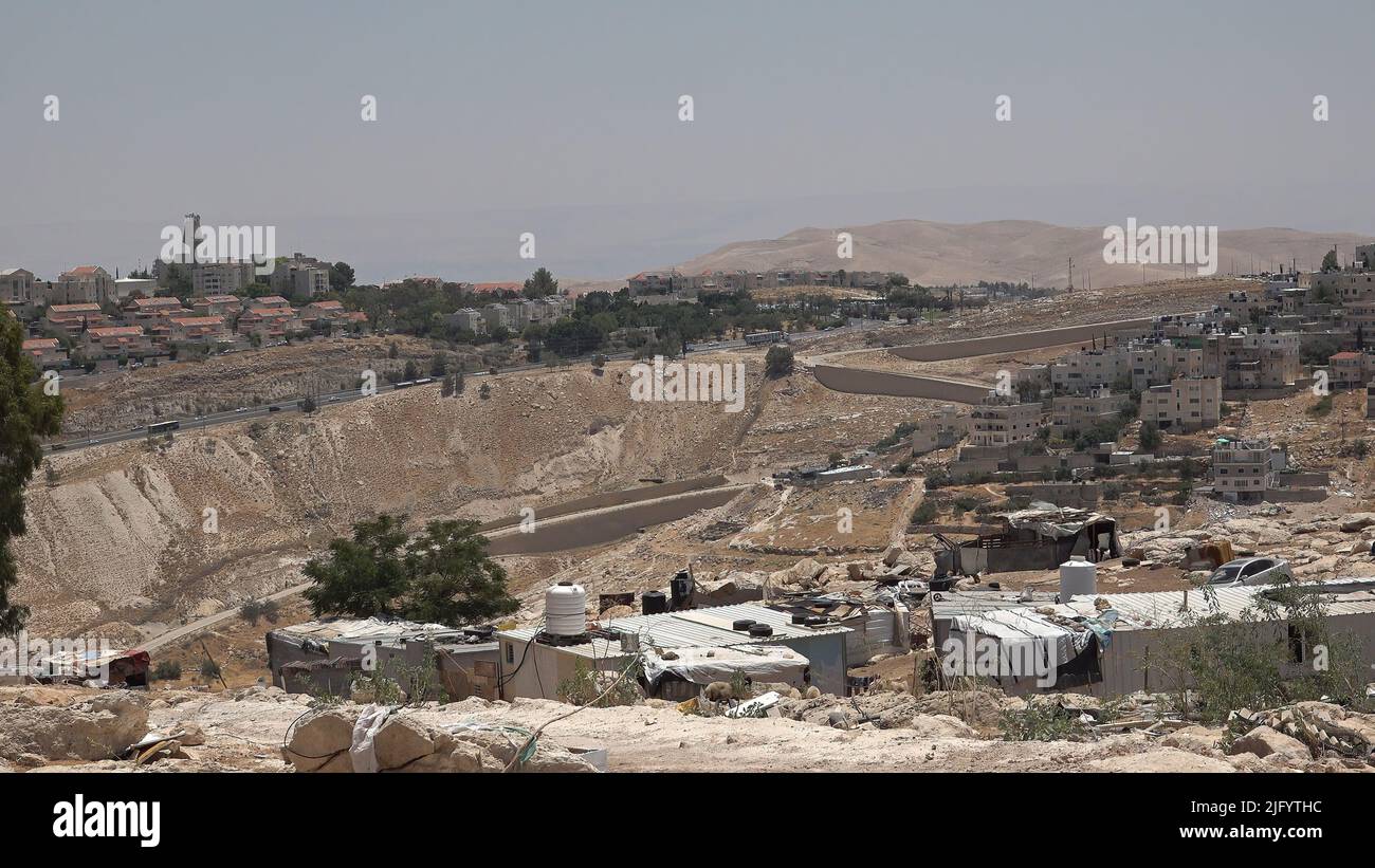 A Bedouin encampment at the outskirts of the Palestinian town of Al ...