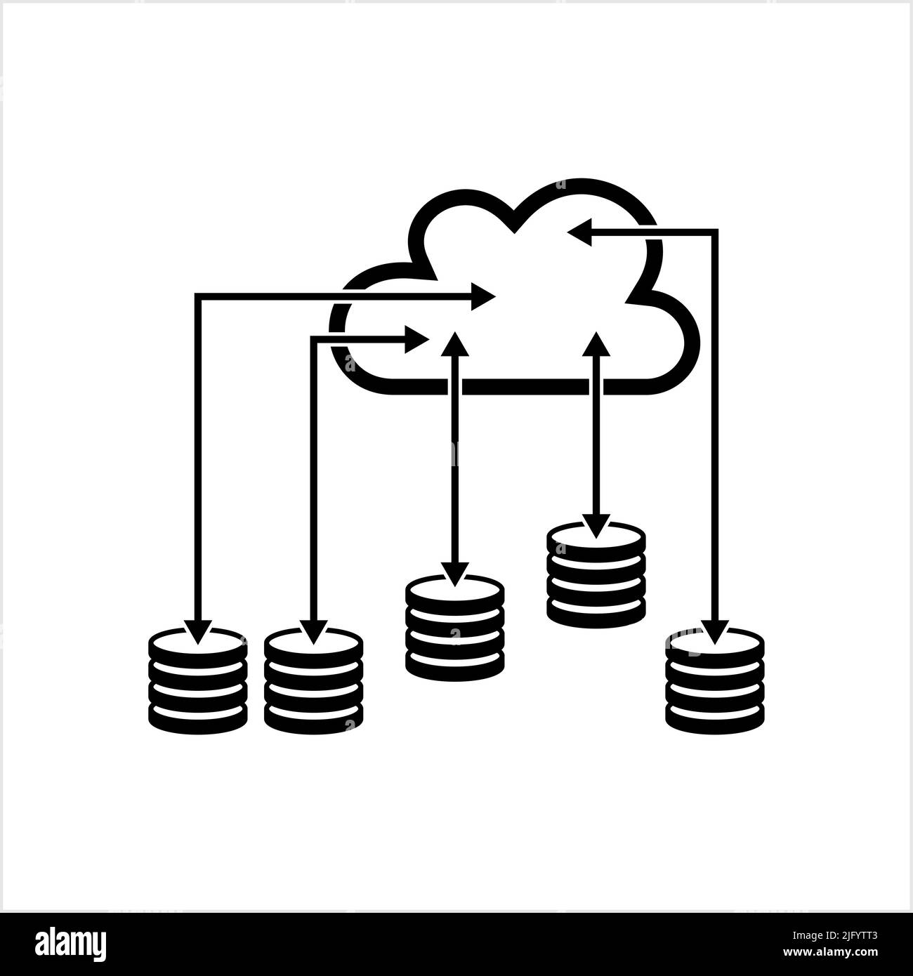 Cloud Database Icon, Data Base Icon Vector Art Illustration Stock ...