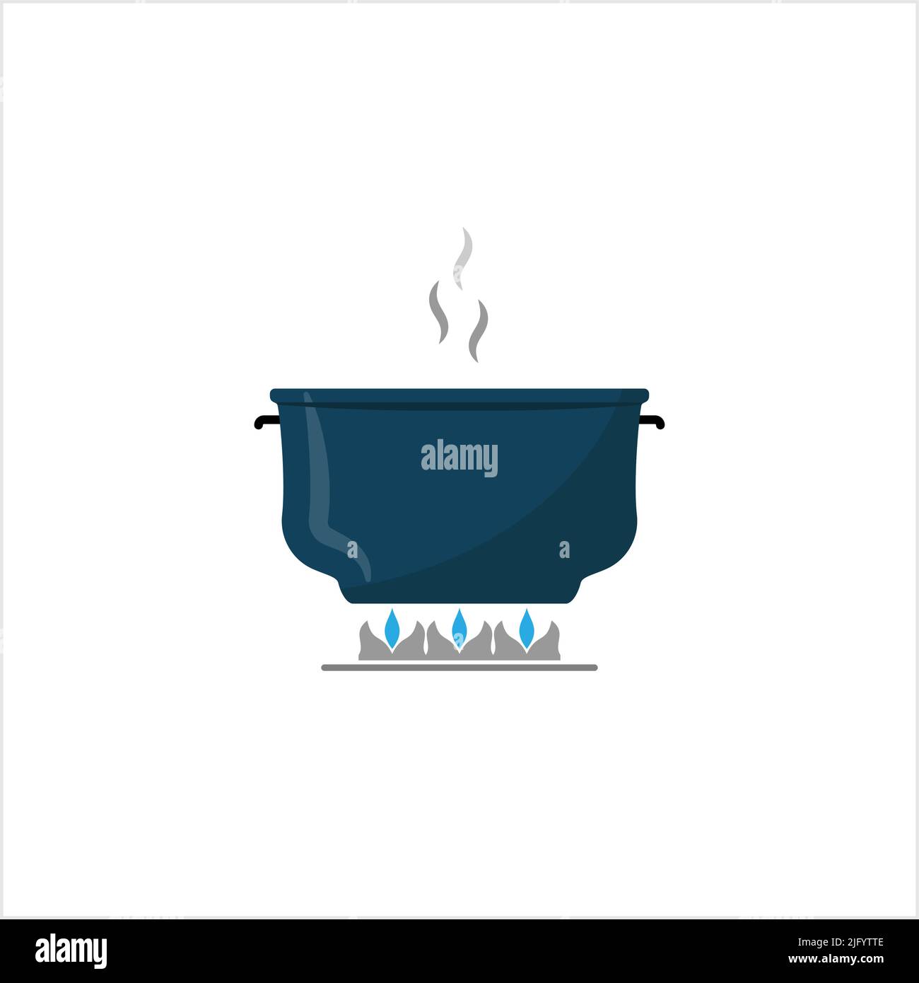 Pan Heating Icon, Frying Pan On Fire Icon Vector Art Illustration Stock ...