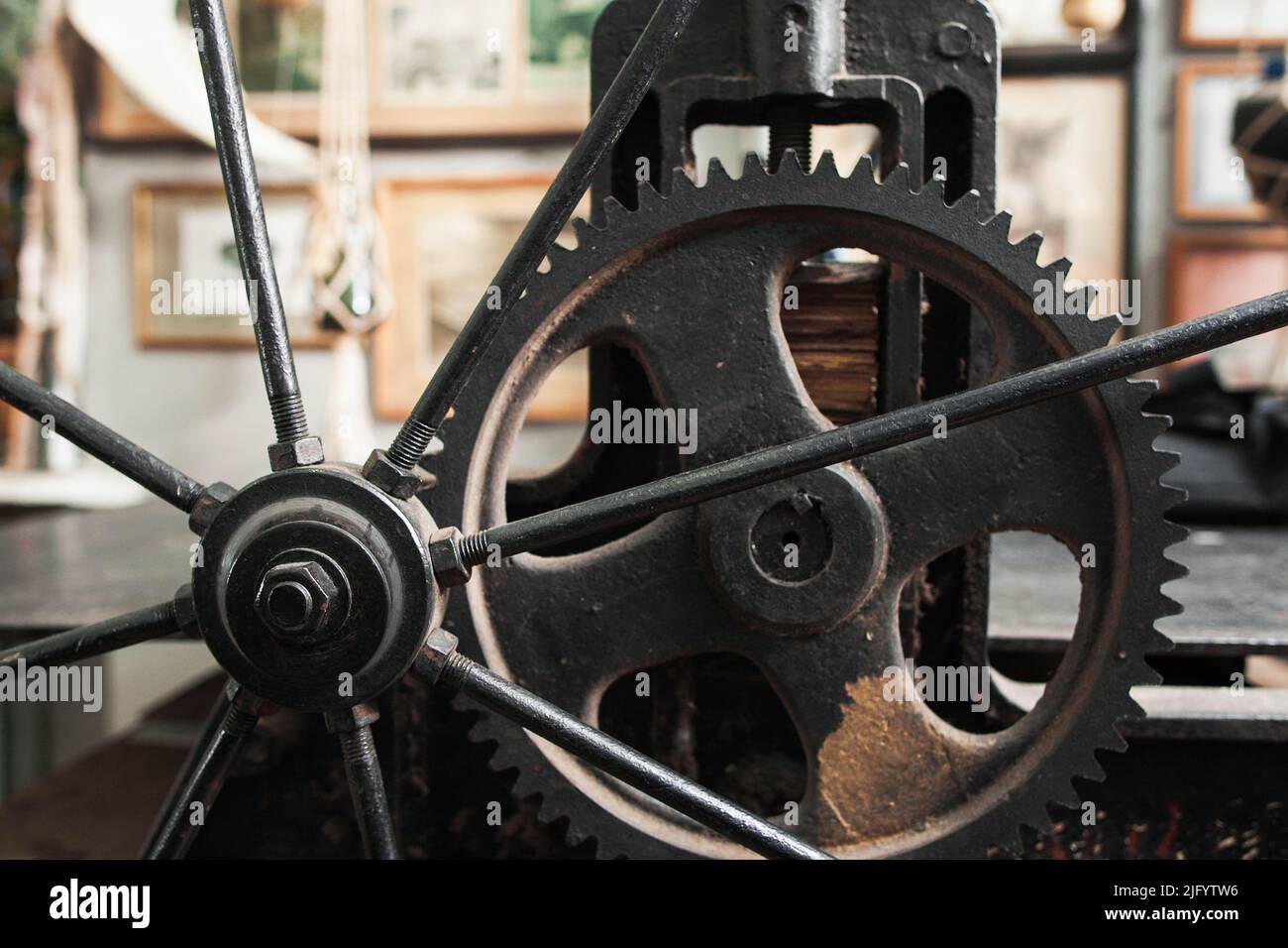 Old printing machine close hi-res stock photography and images - Alamy