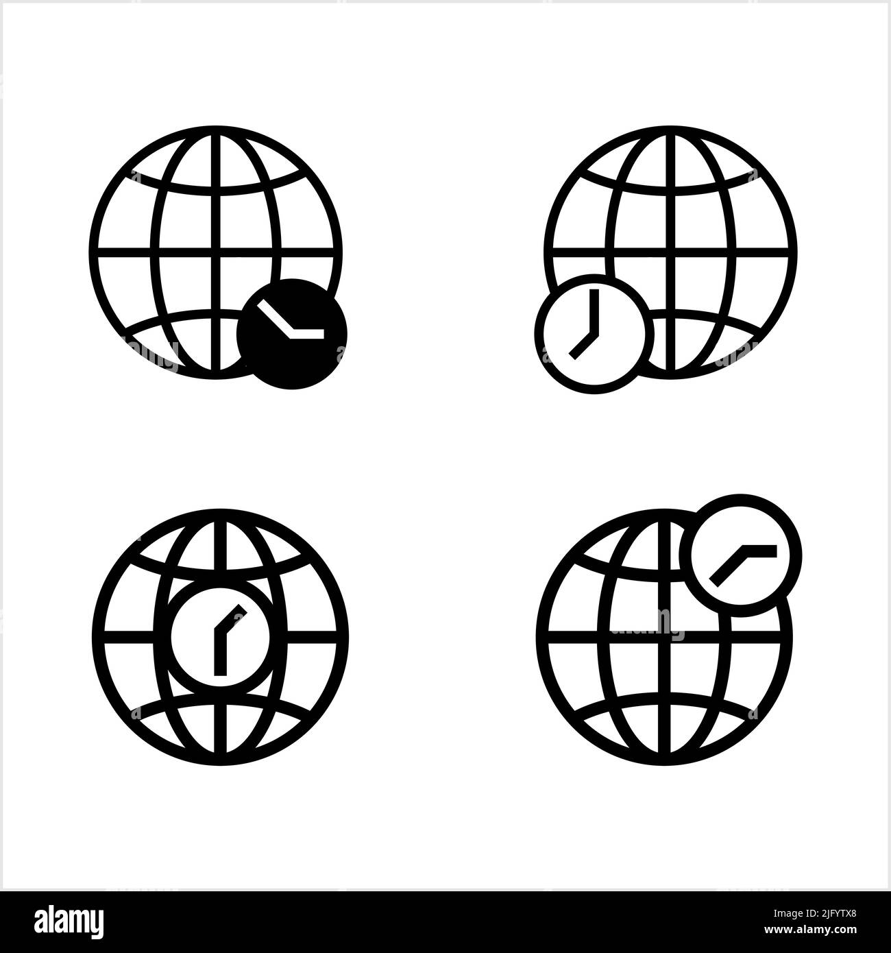 Global Time Icon, World Time Icon Vector Art Illustration Stock Vector ...