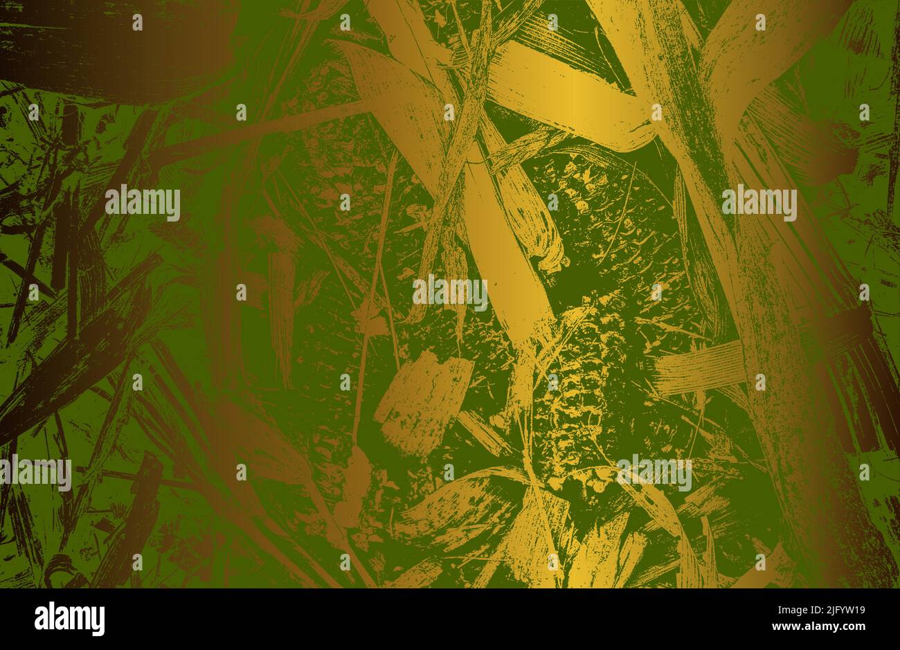 Luxury green, golden metal gradient background with distressed closeup ...