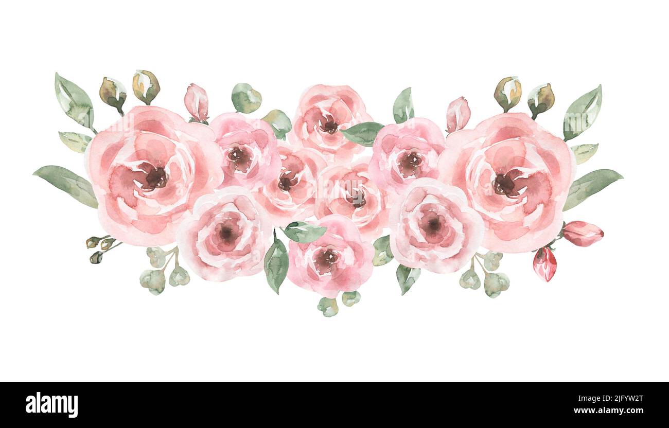 Watercolor Delicate peony flowers bouquet clipart, Pink garden flower ...